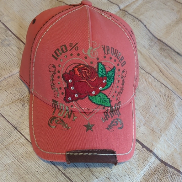 Tony Lama | Other | Tony Lama Red Cap With Rose Embroidery | Poshmark